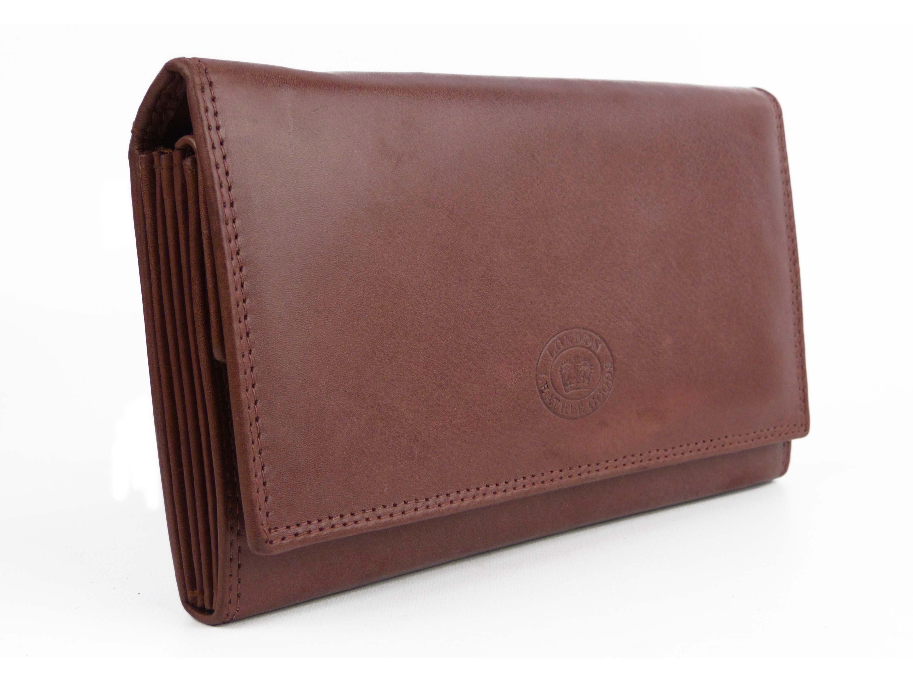 Ladies Soft Large Leather Flap-Over Purse/Wallet by London Leathergoods ...