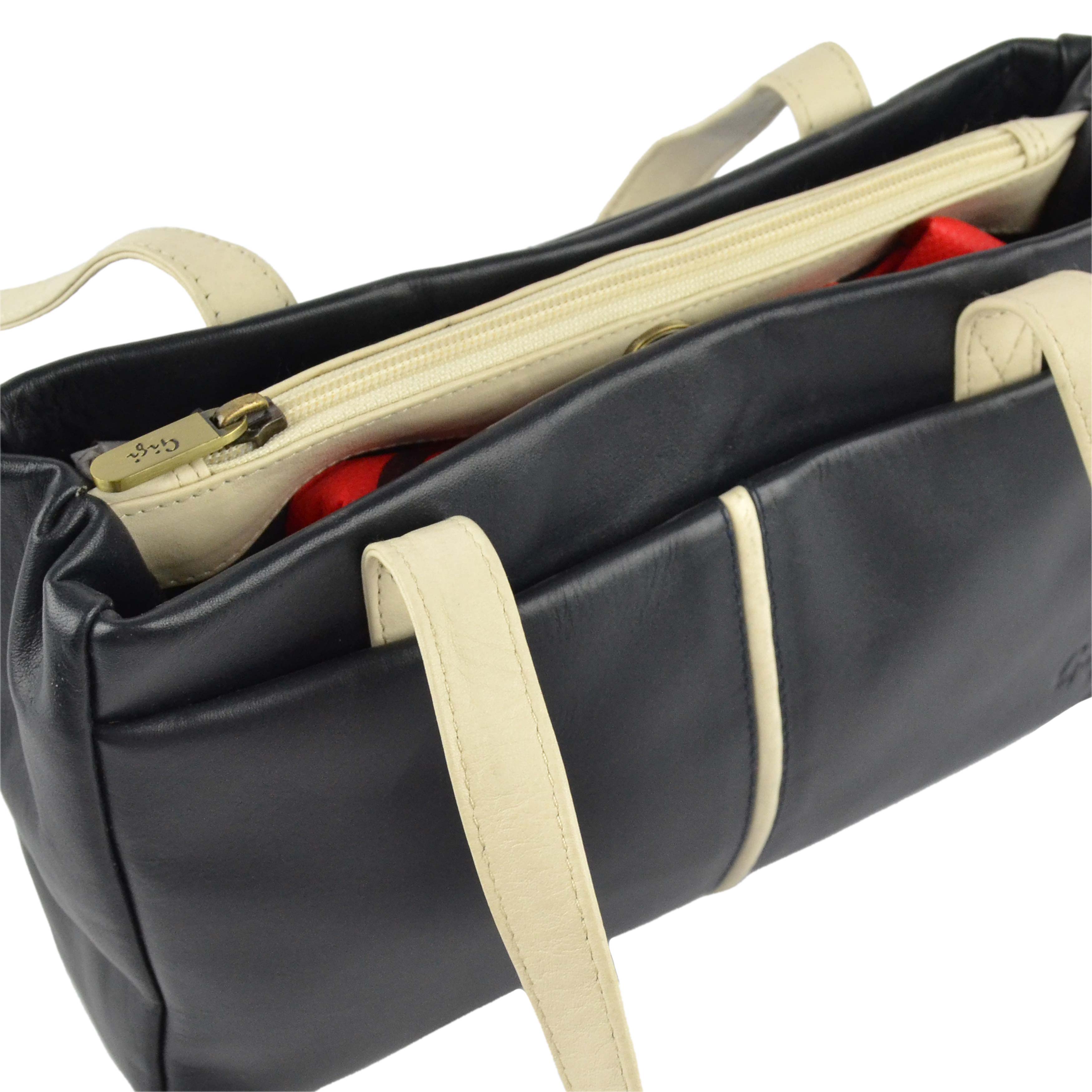 Ladies Classic Two-Tone Leather Handbag by GiGi; Othello Collection ...