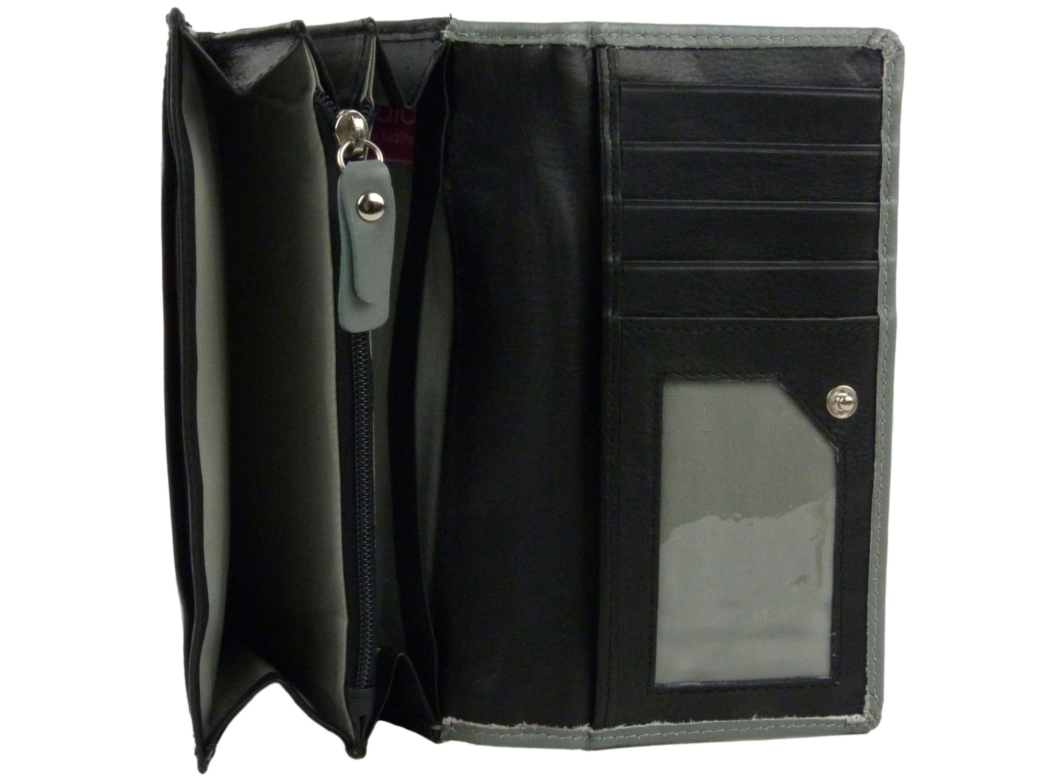 Ladies Large Flap Over Leather Purse/Wallet by Mala; Candy Collection ...