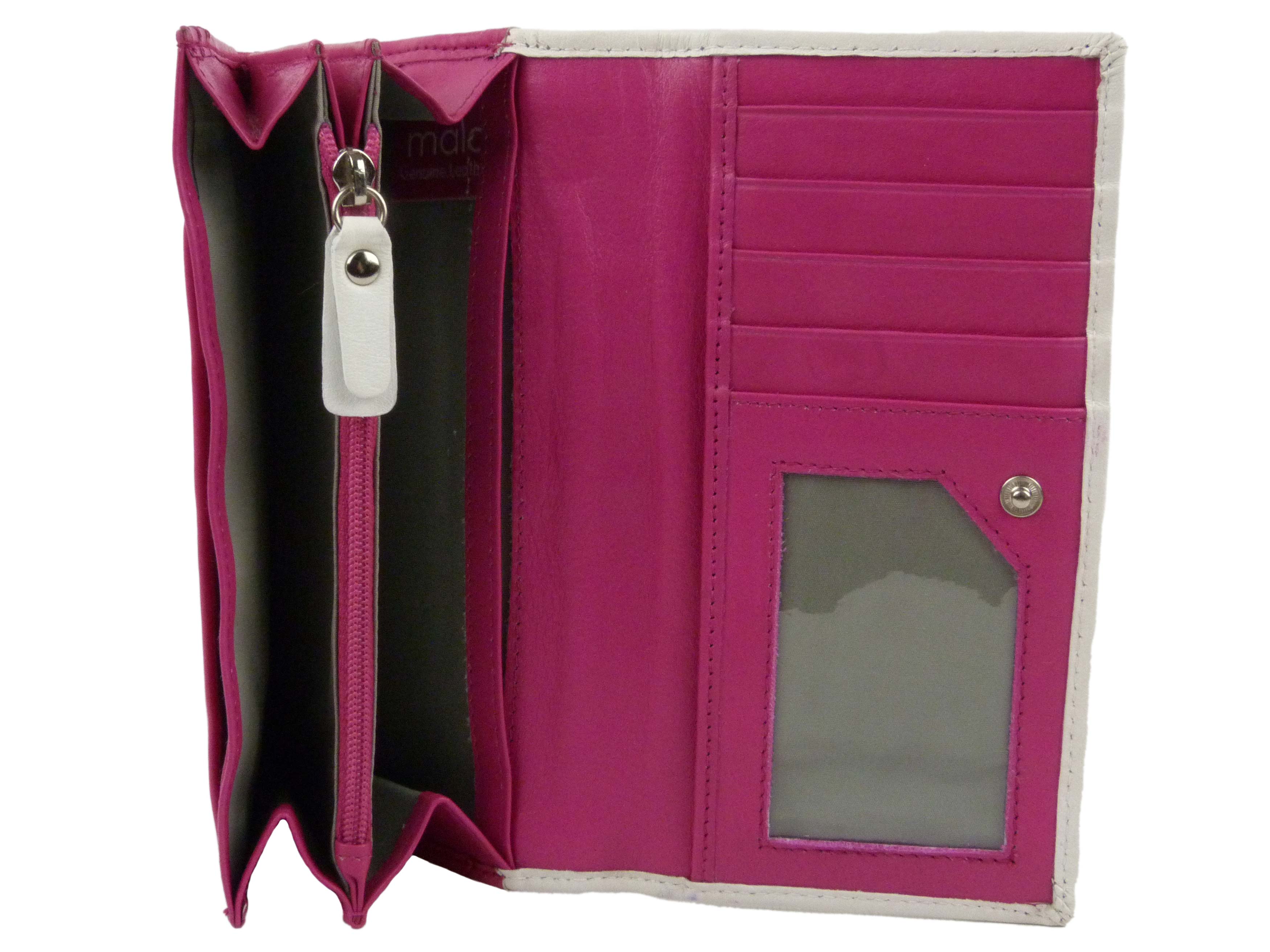 Ladies Large Flap Over Leather Purse/Wallet by Mala; Candy Collection ...