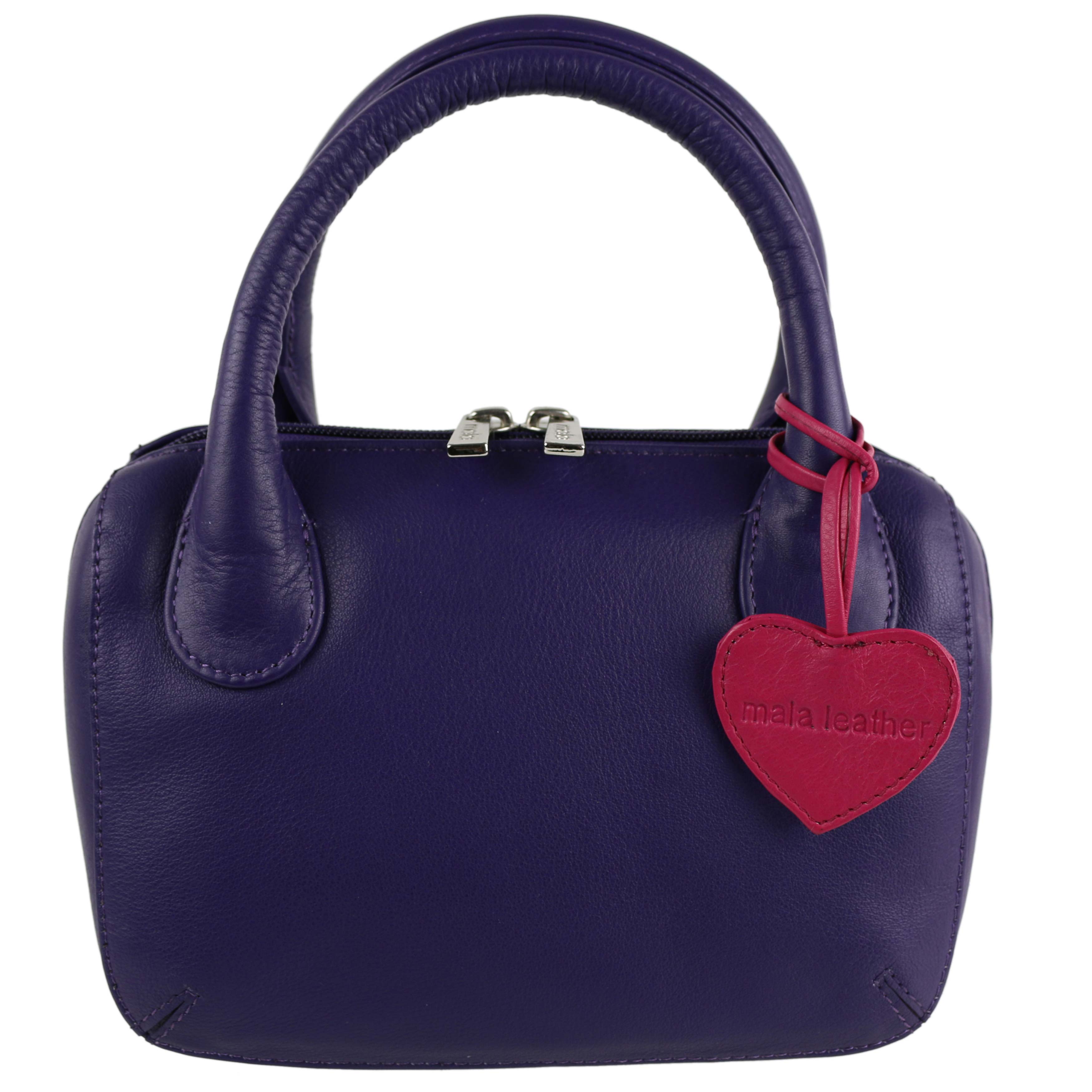 Ladies Leather Twin Handle Mini Grab Bag by Mala; Anishka Collection ...