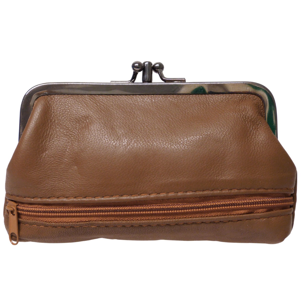 Leather Ladies Clasp Coin Purse by Oakridge 4 Colours Zipped Section ...