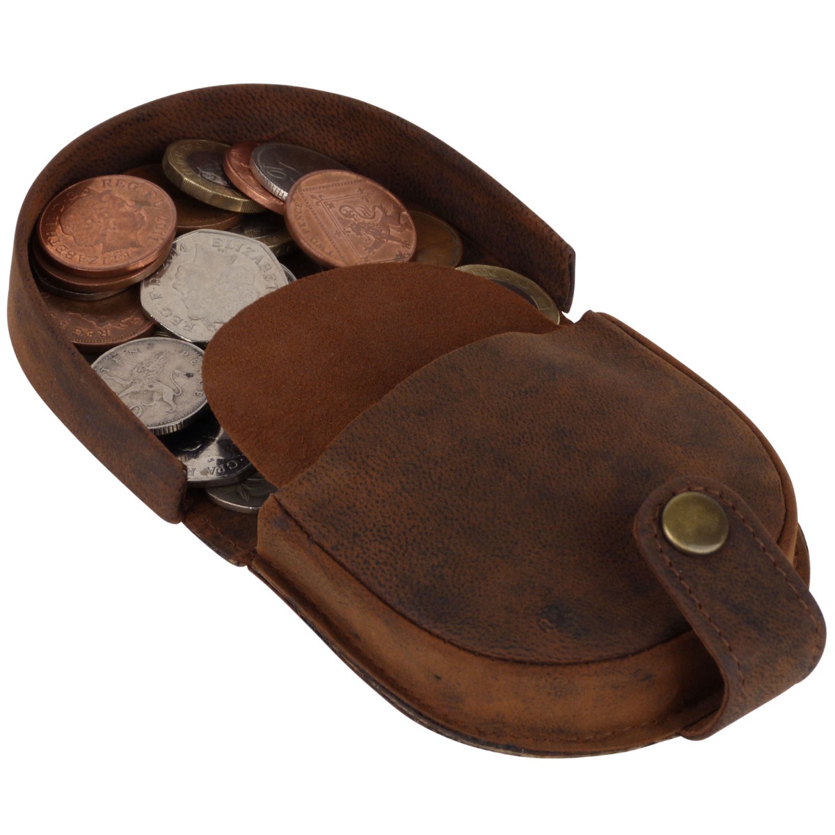 Oakridge Leather Mens Lined Coin Tray Purse Pocket | eBay