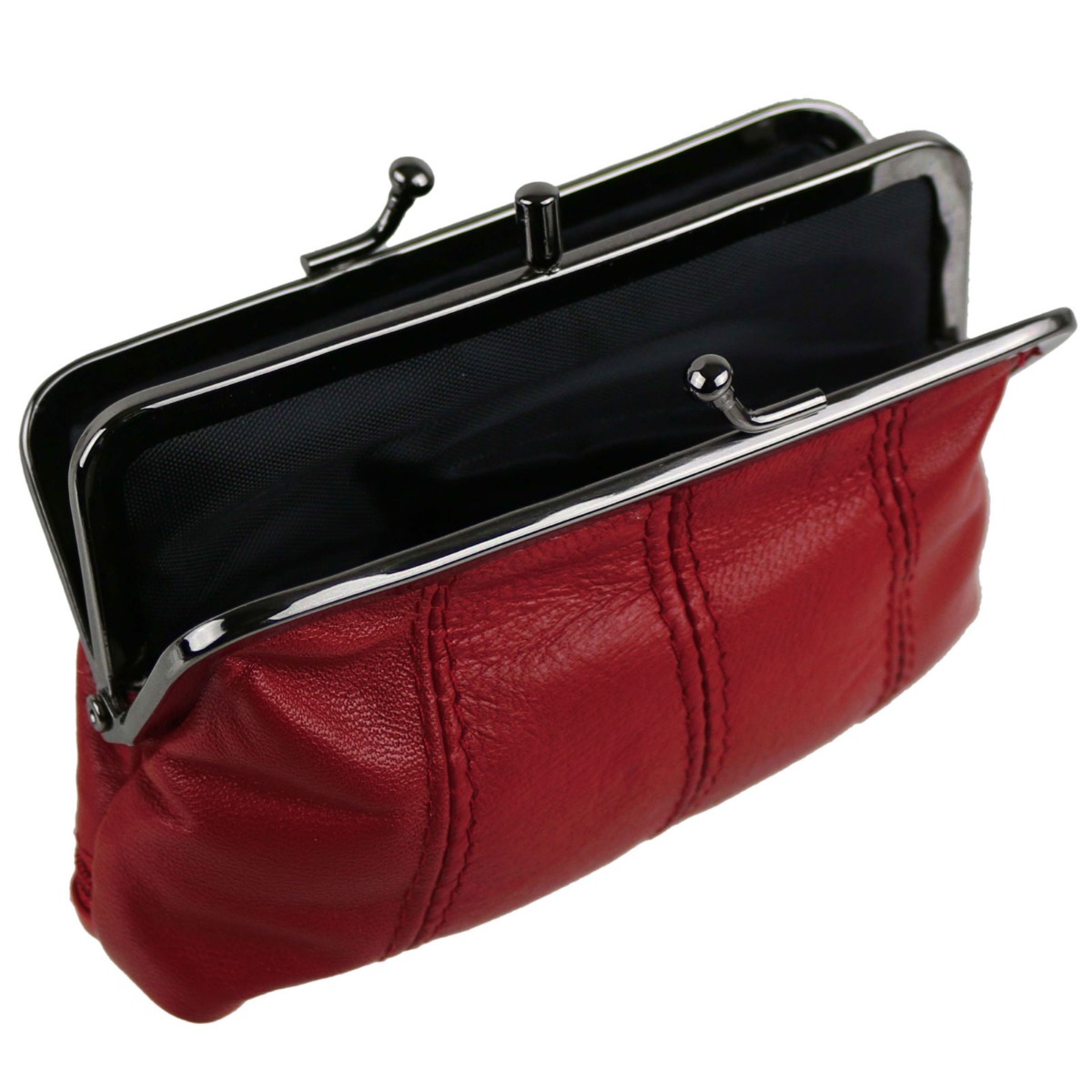 Leather Ladies Clasp Coin Purse by Oakridge 4 Colours Zipped Section ...