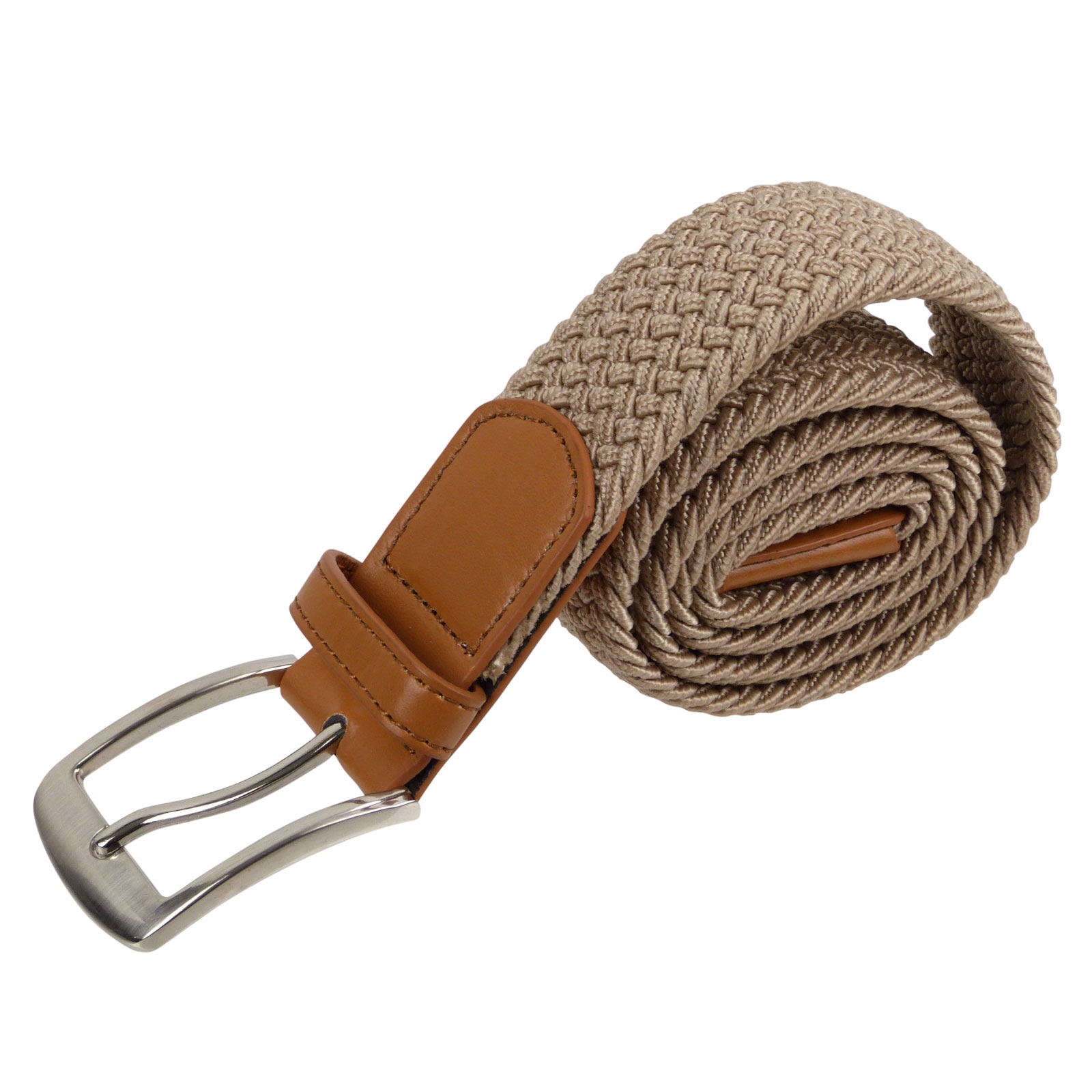 Milano Elasticated Stretchy 3cm Wide Woven Belt with Real Leather Trim ...