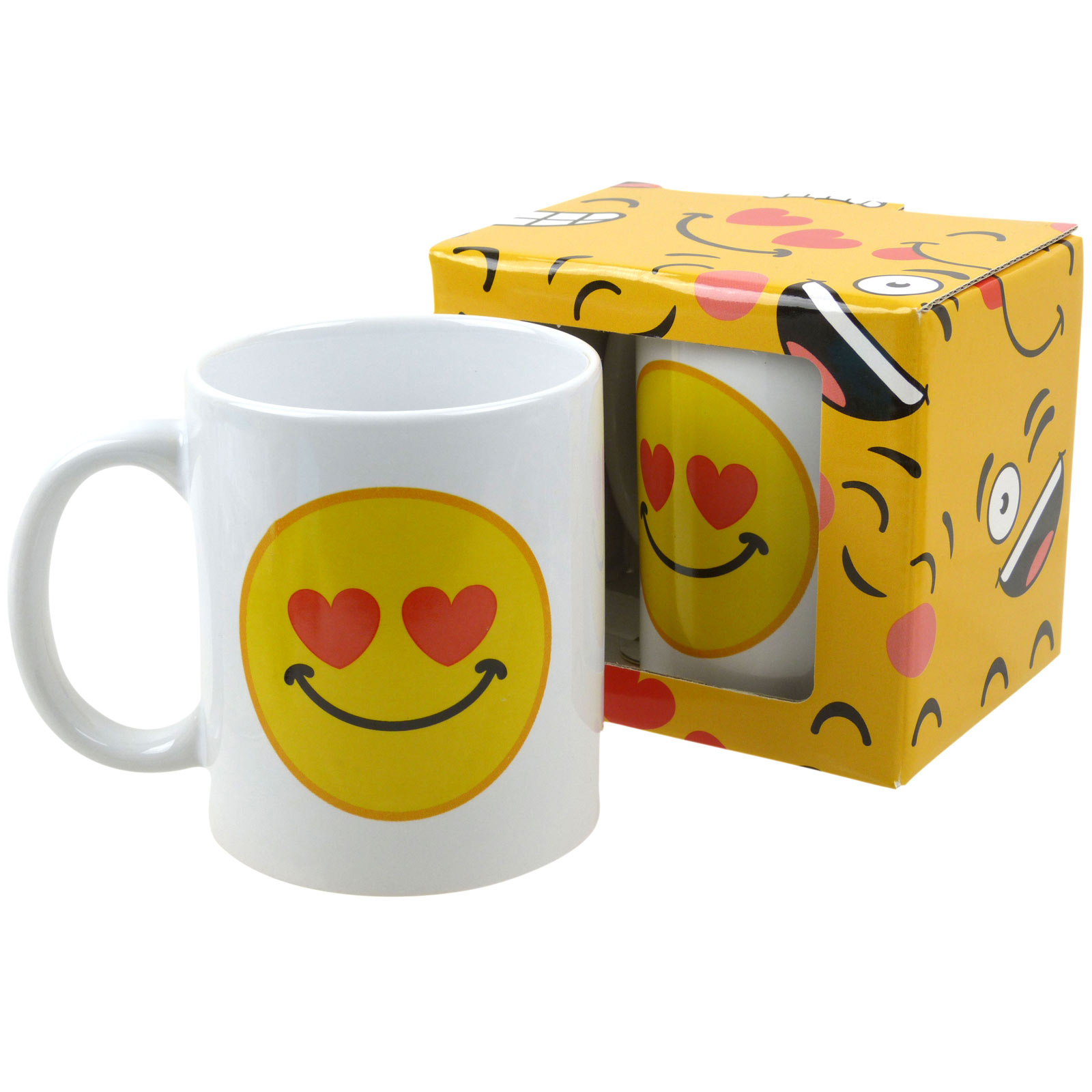 Emoji Mug 6 Designs Emoticon Smiley Angry Blush Heart Tea Coffee | eBay