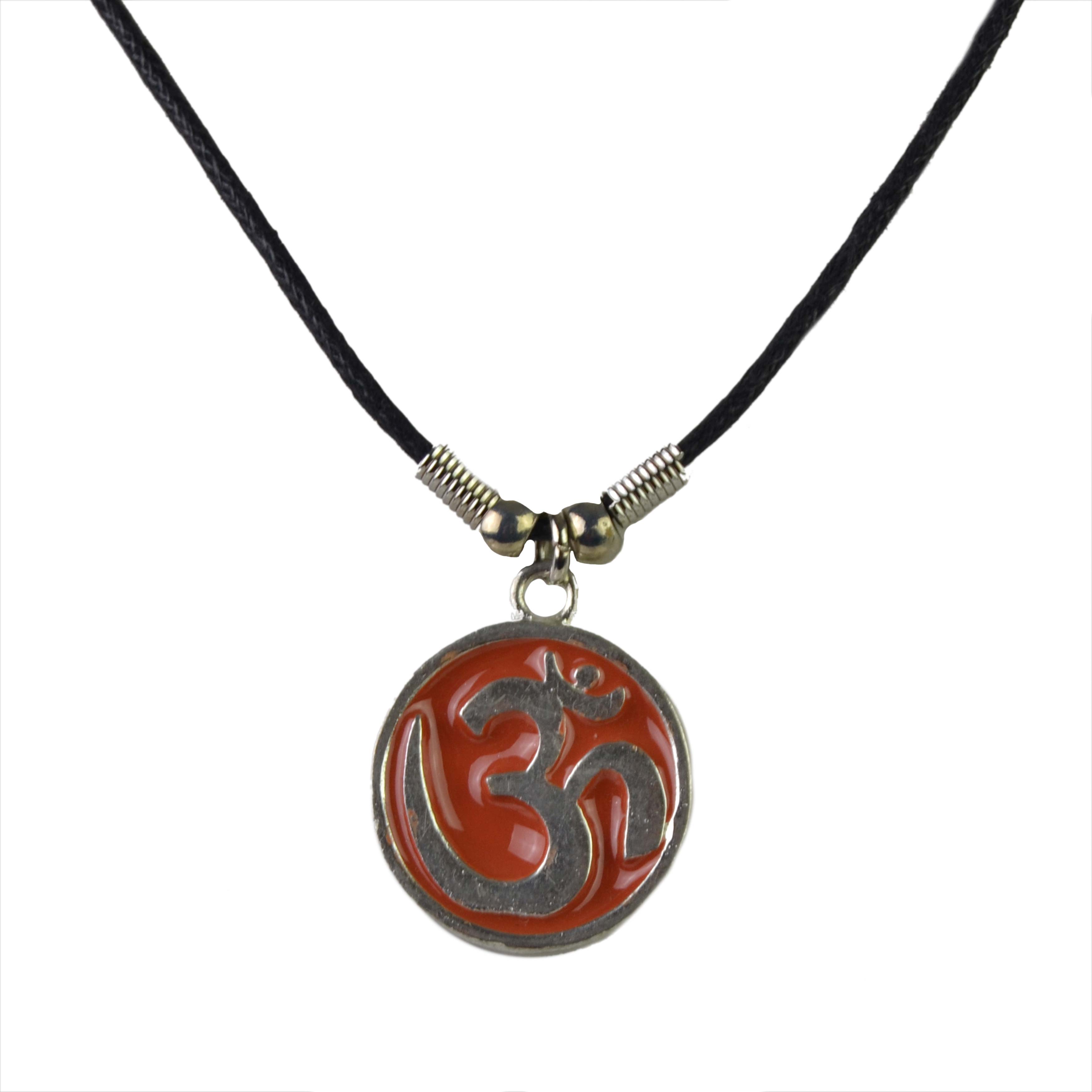 OM AUM Design Pendant Enamelled Circular Necklace Hinduism Buddhism ...