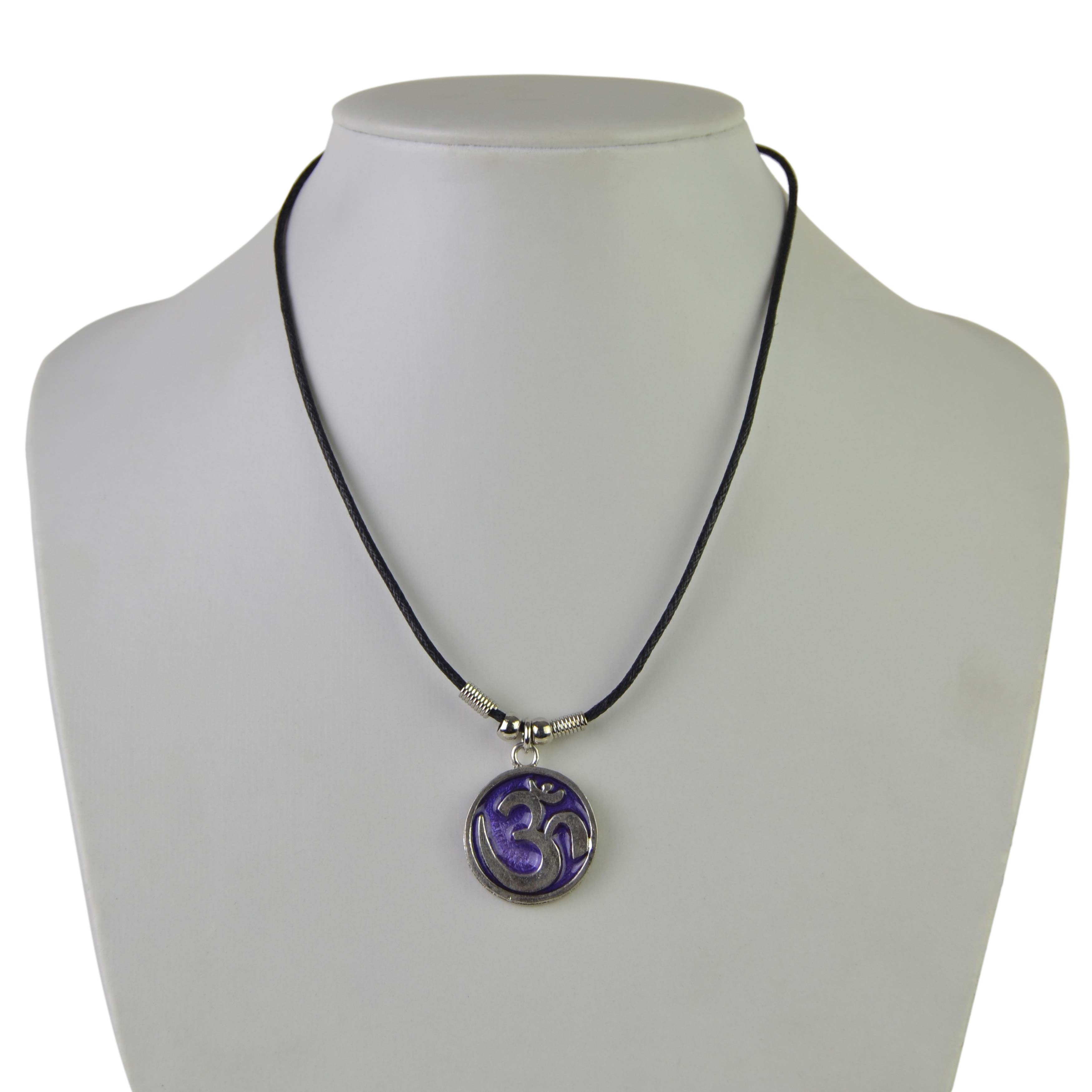 OM AUM Design Pendant Enamelled Circular Necklace Hinduism Buddhism ...