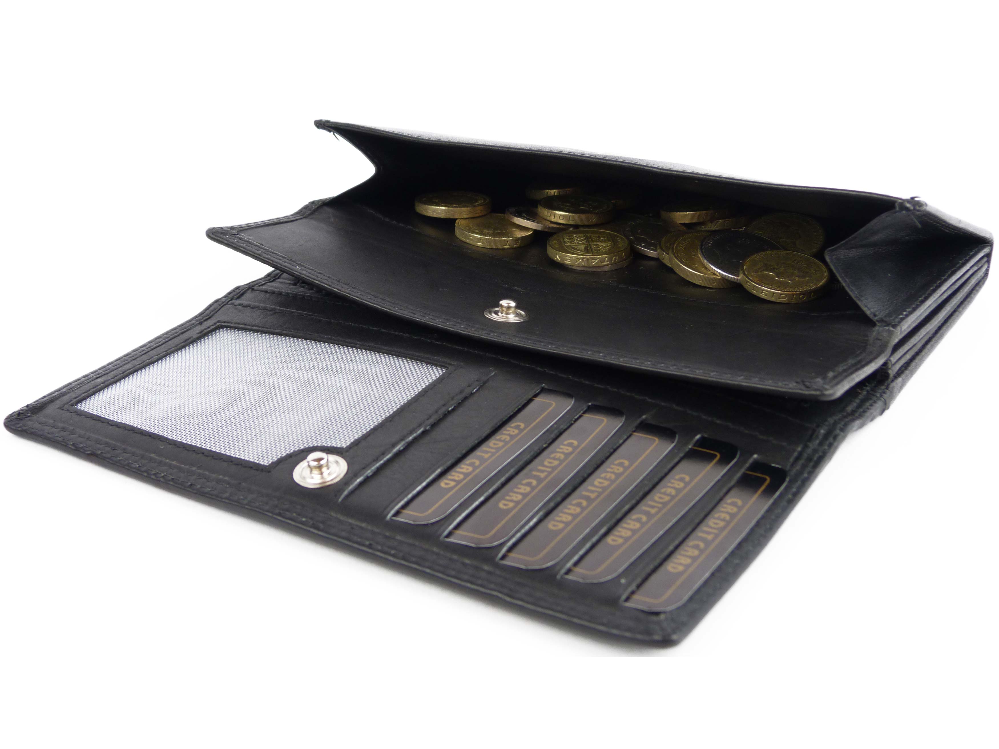 Ladies Soft Large Leather Flap-Over Purse/Wallet by London Leathergoods ...