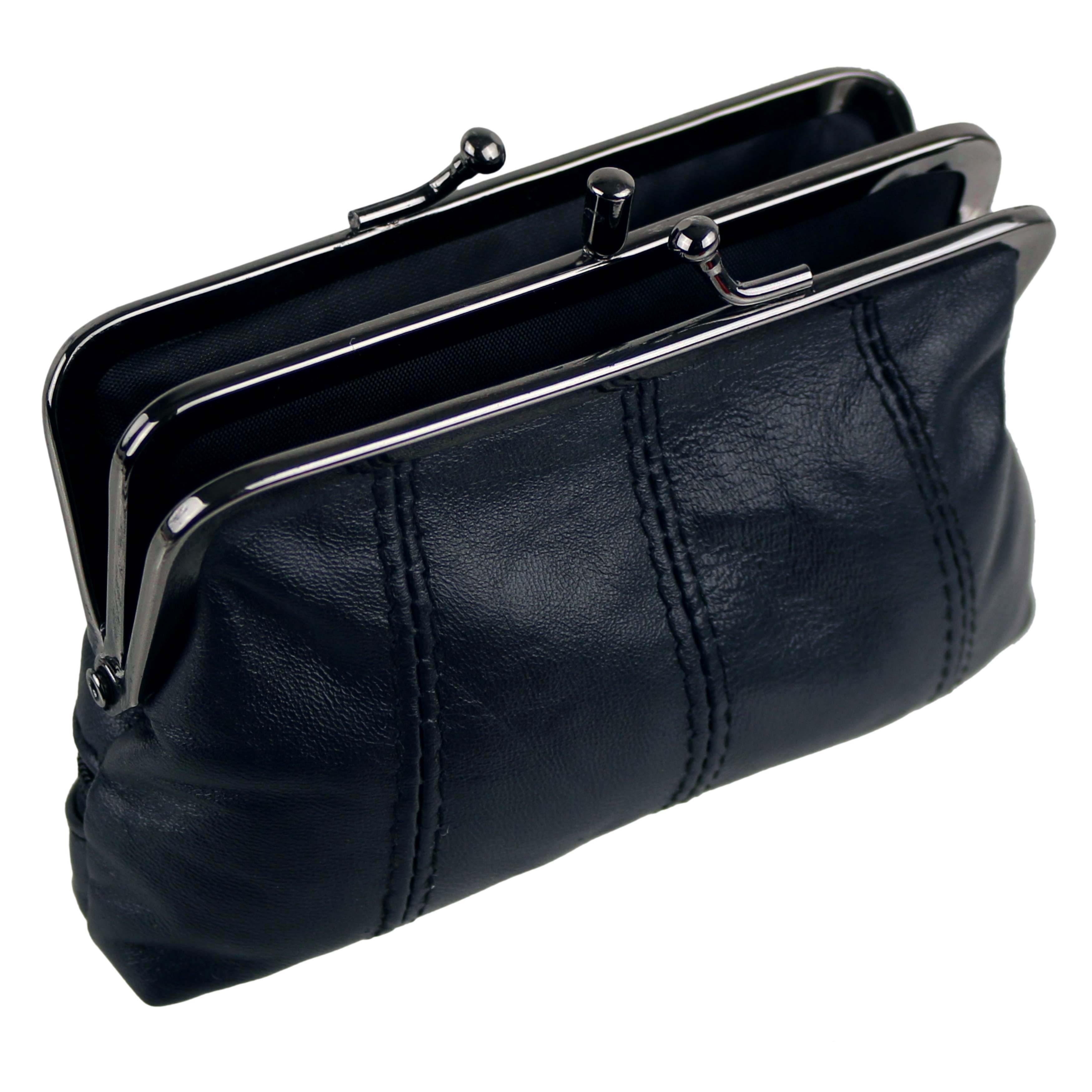Leather Ladies Clasp Coin Purse by Oakridge 4 Colours Zipped Section ...
