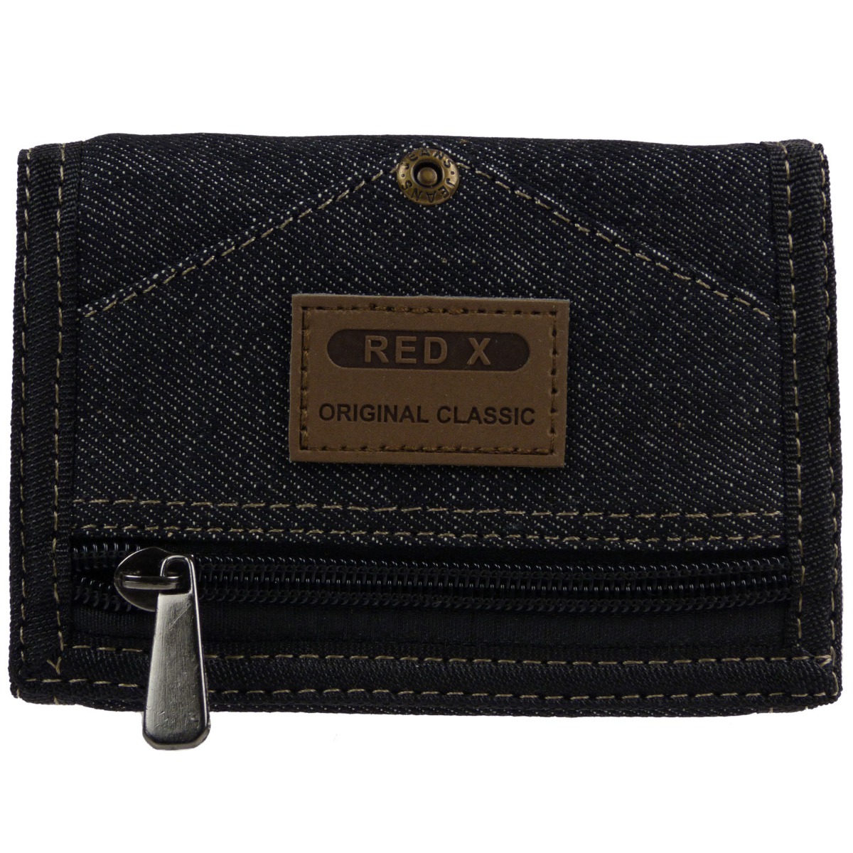 RED X Mens Black Denim TriFold Slim Value Canvas Sports Wallet Zip | eBay