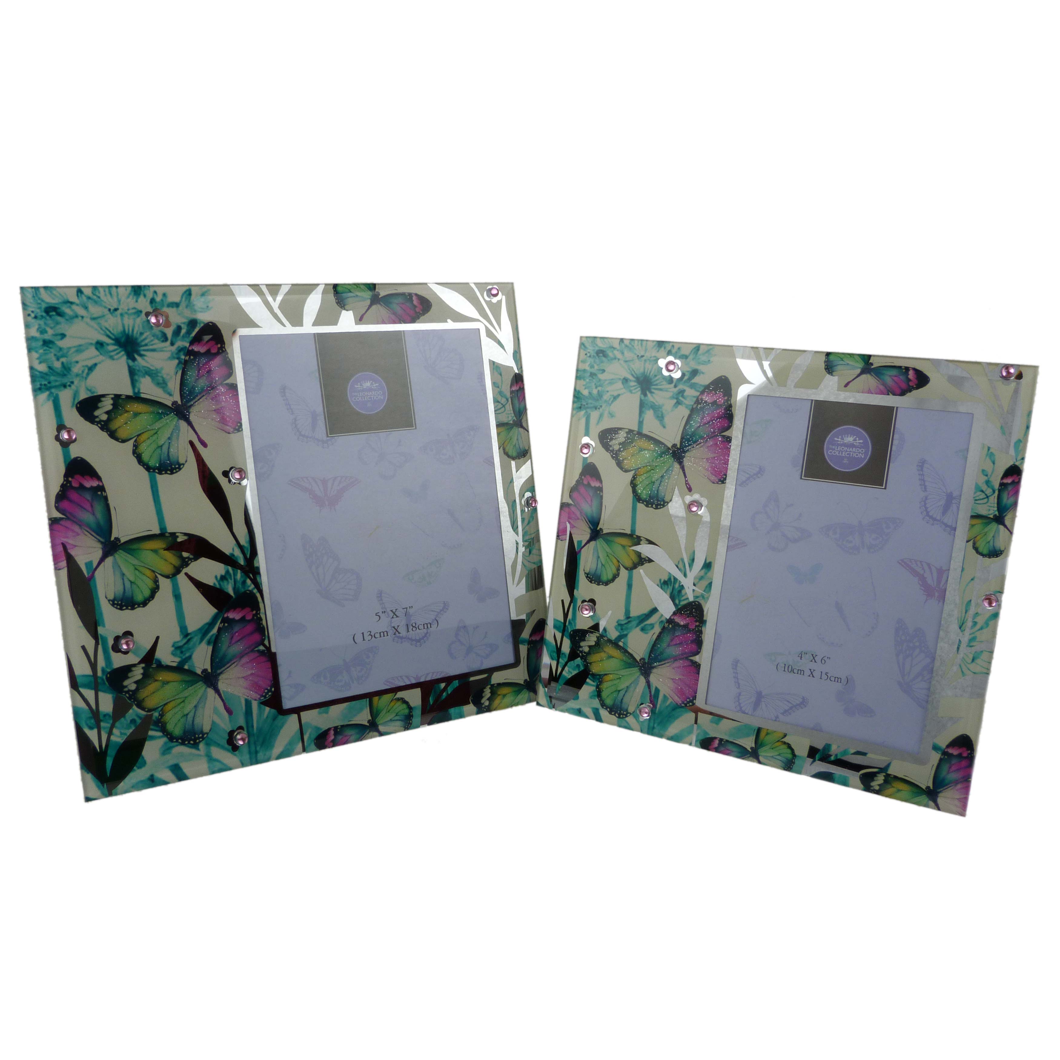 Coloured Butterfly Mirrored Photo Frame 2 Sizes by Leonardo Gift Box ...