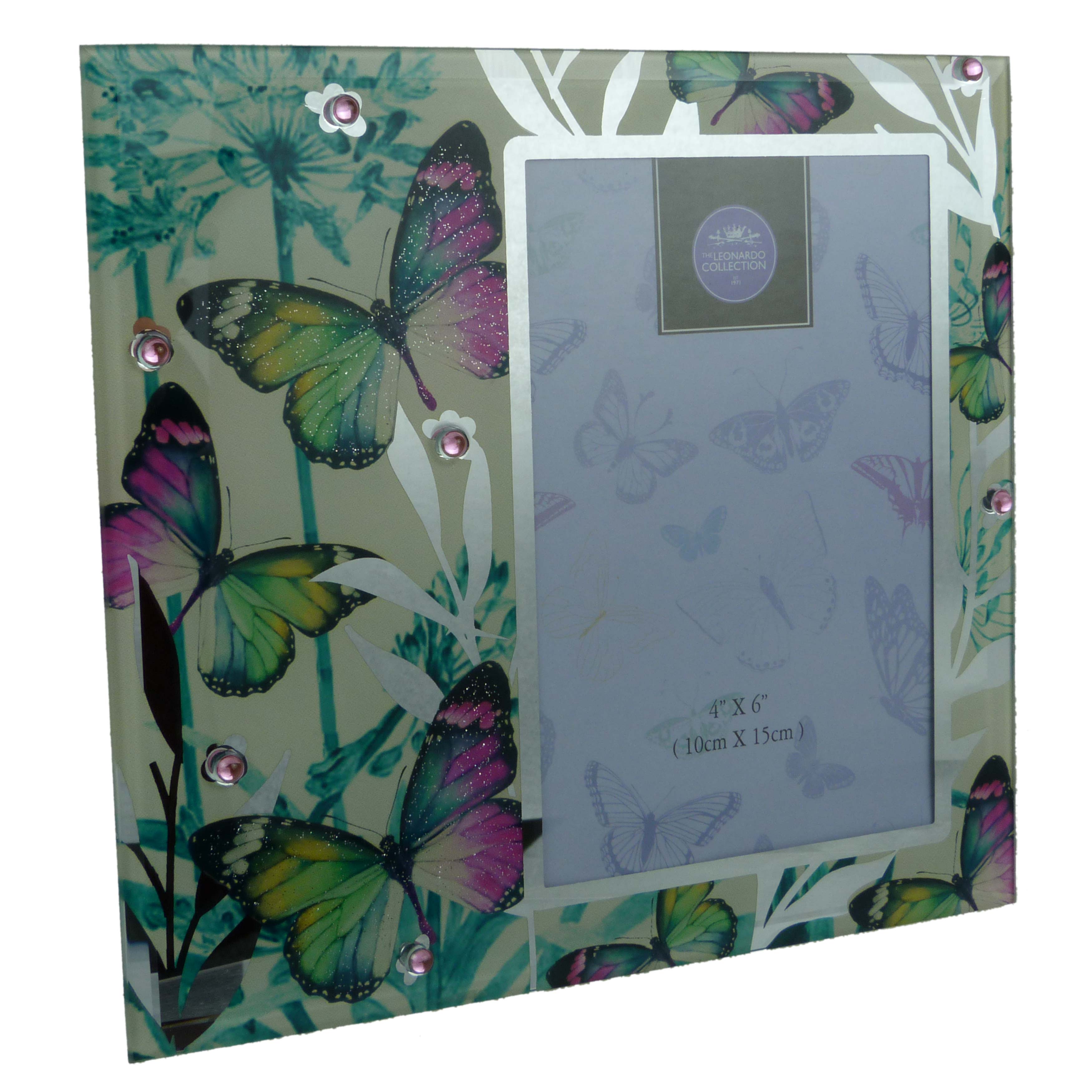 Coloured Butterfly Mirrored Photo Frame 2 Sizes by Leonardo Gift Box ...