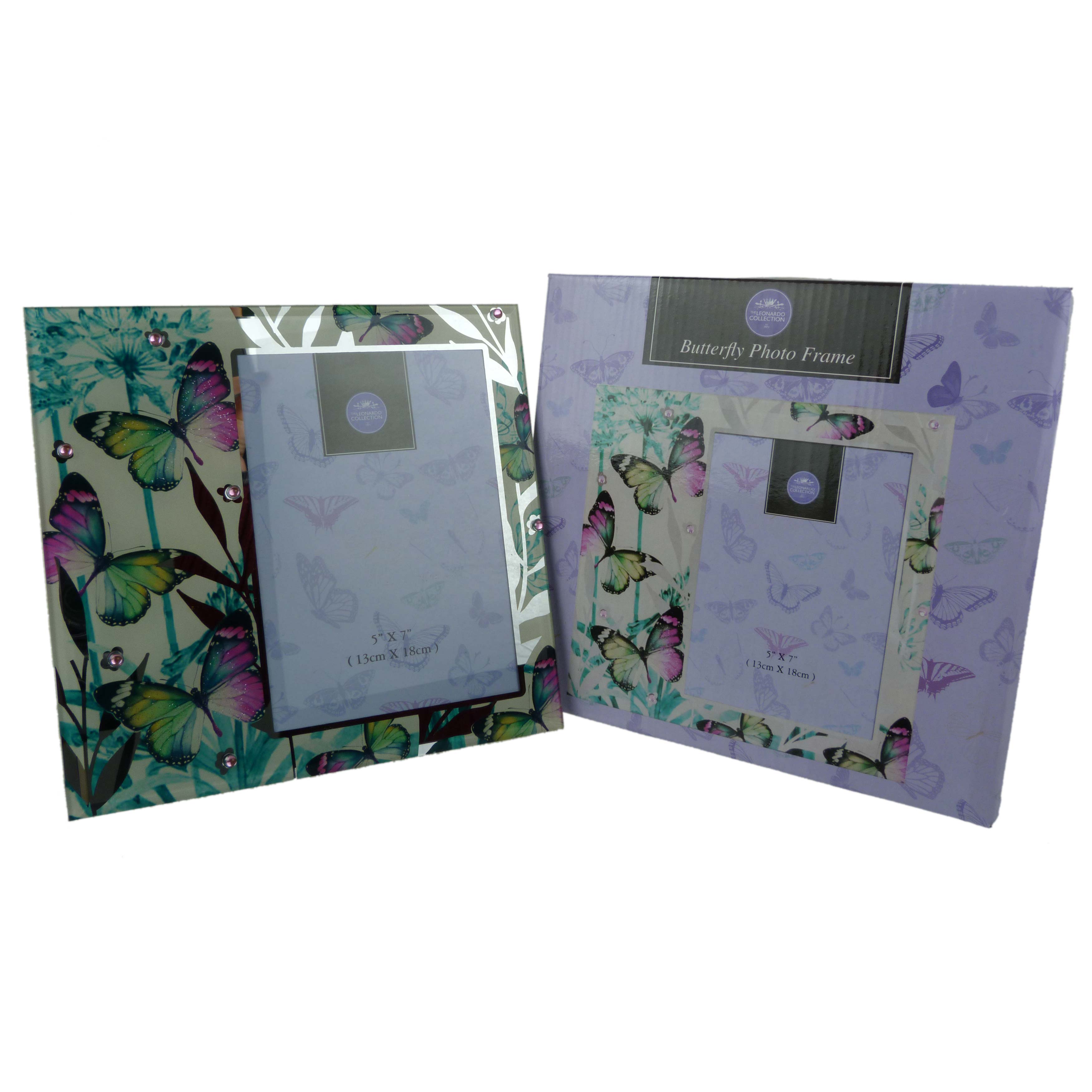 Coloured Butterfly Mirrored Photo Frame 2 Sizes by Leonardo Gift Box ...