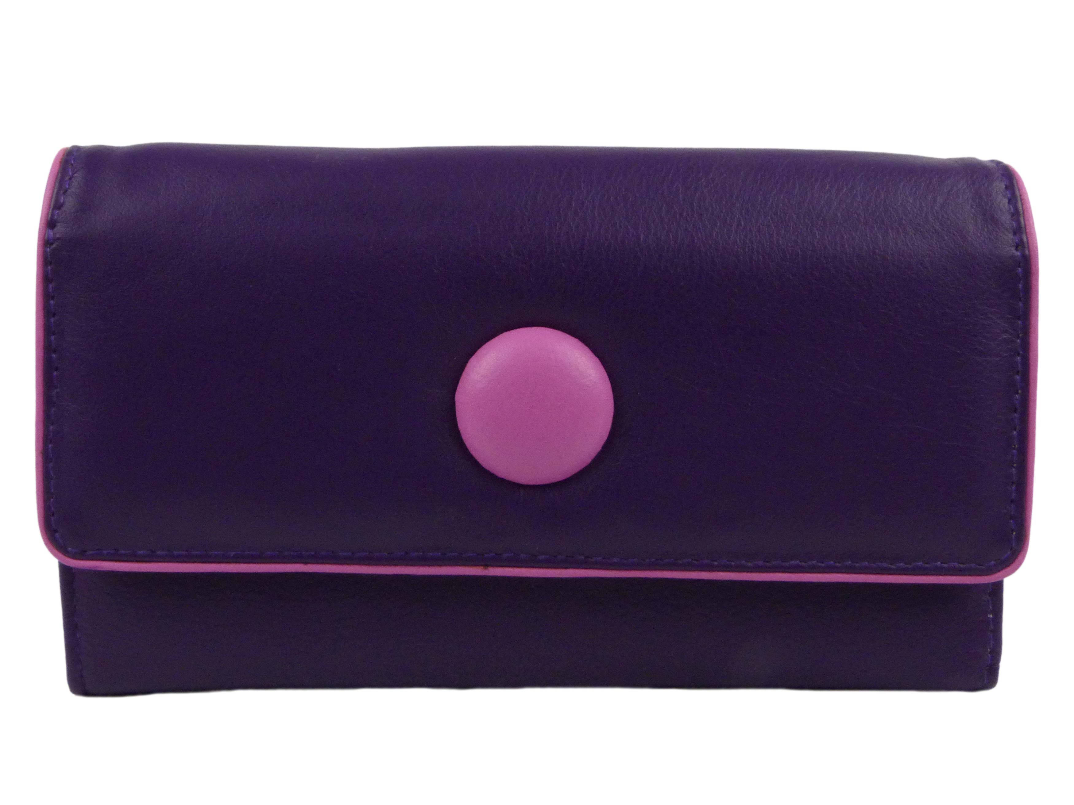 Ladies Large Tri-Fold Leather Purse/Wallet by Mala; Buttons Collection ...