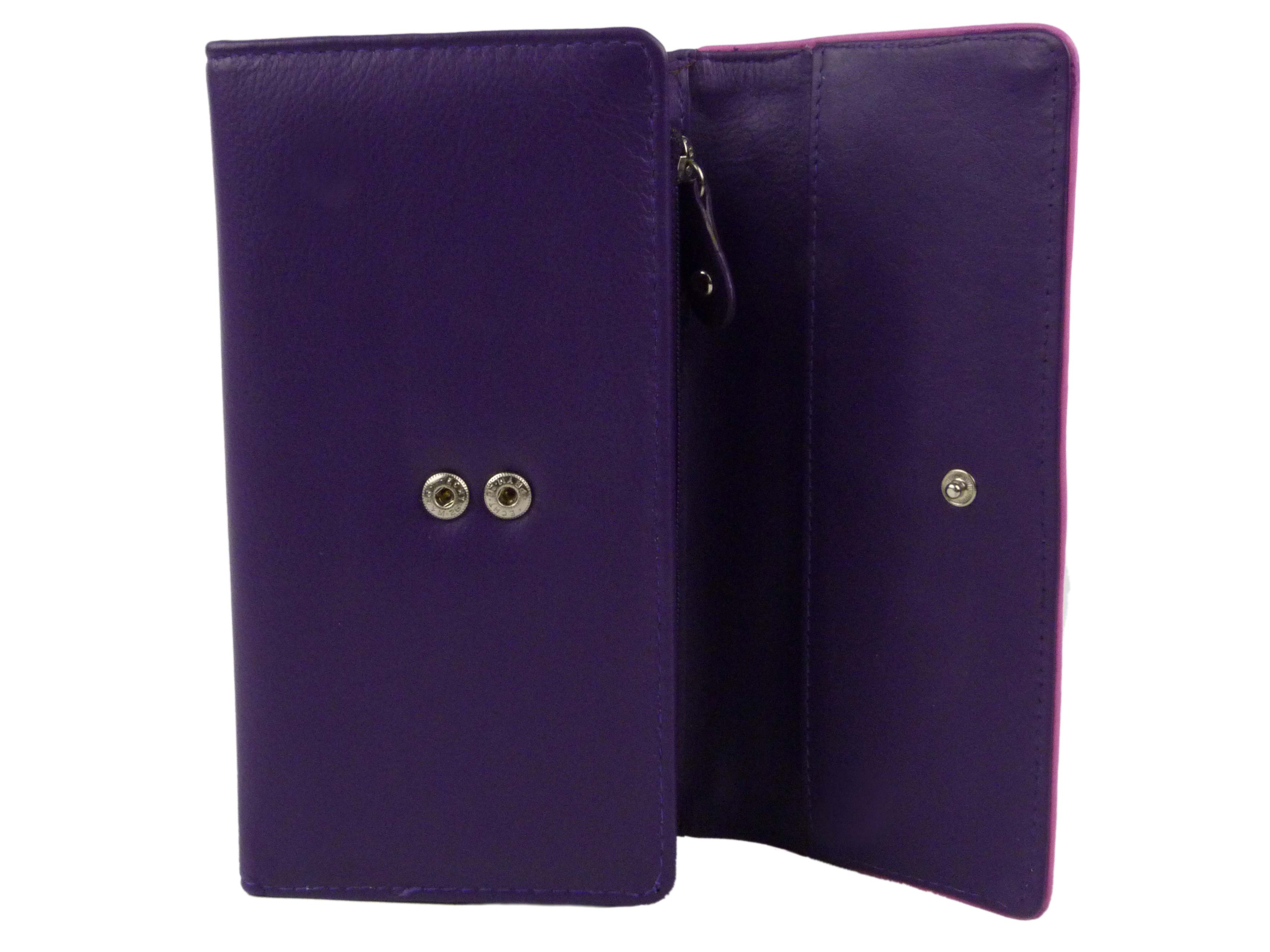 Ladies Large Tri-Fold Leather Purse/Wallet by Mala; Buttons Collection ...