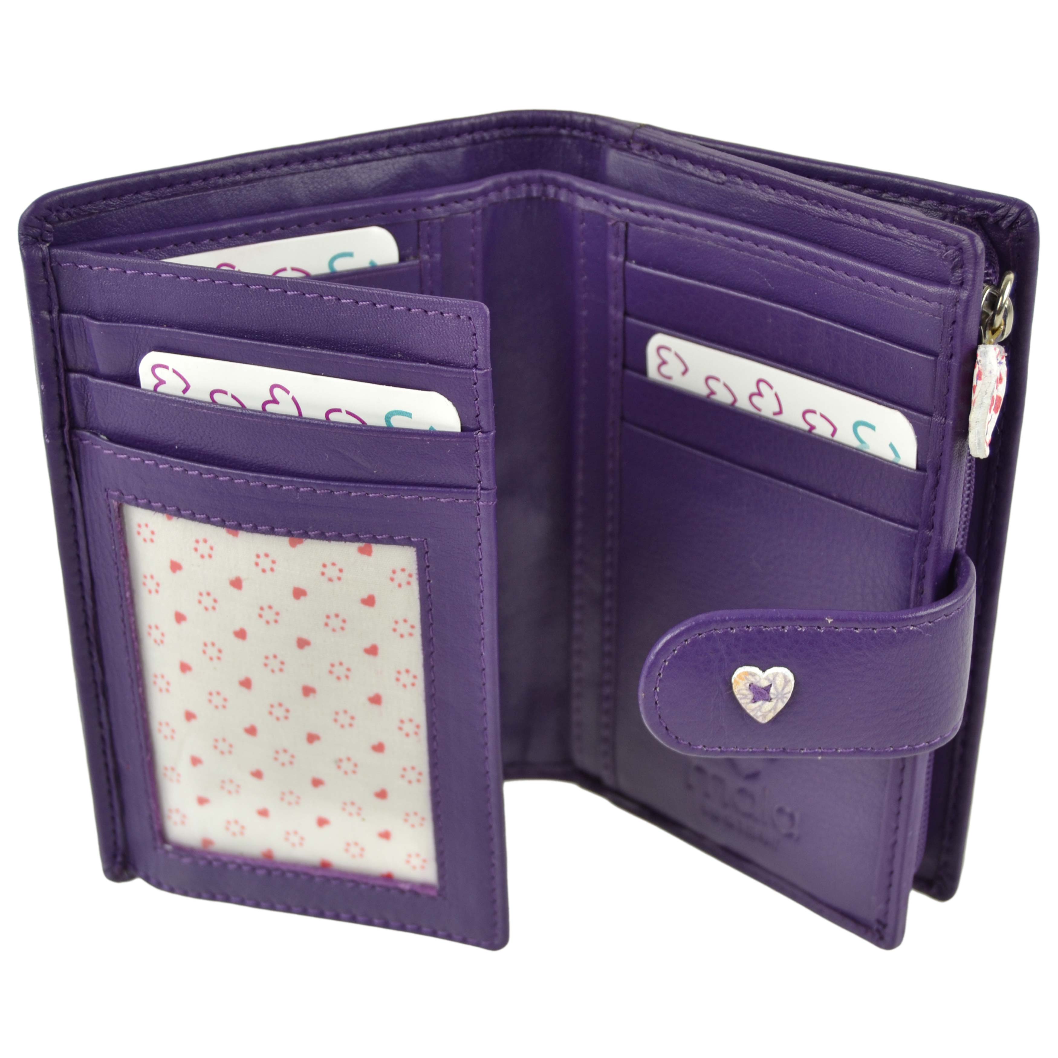 Ladies Leather Medium Tab Purse Wallet by Mala; Lucy Collection Handy ...