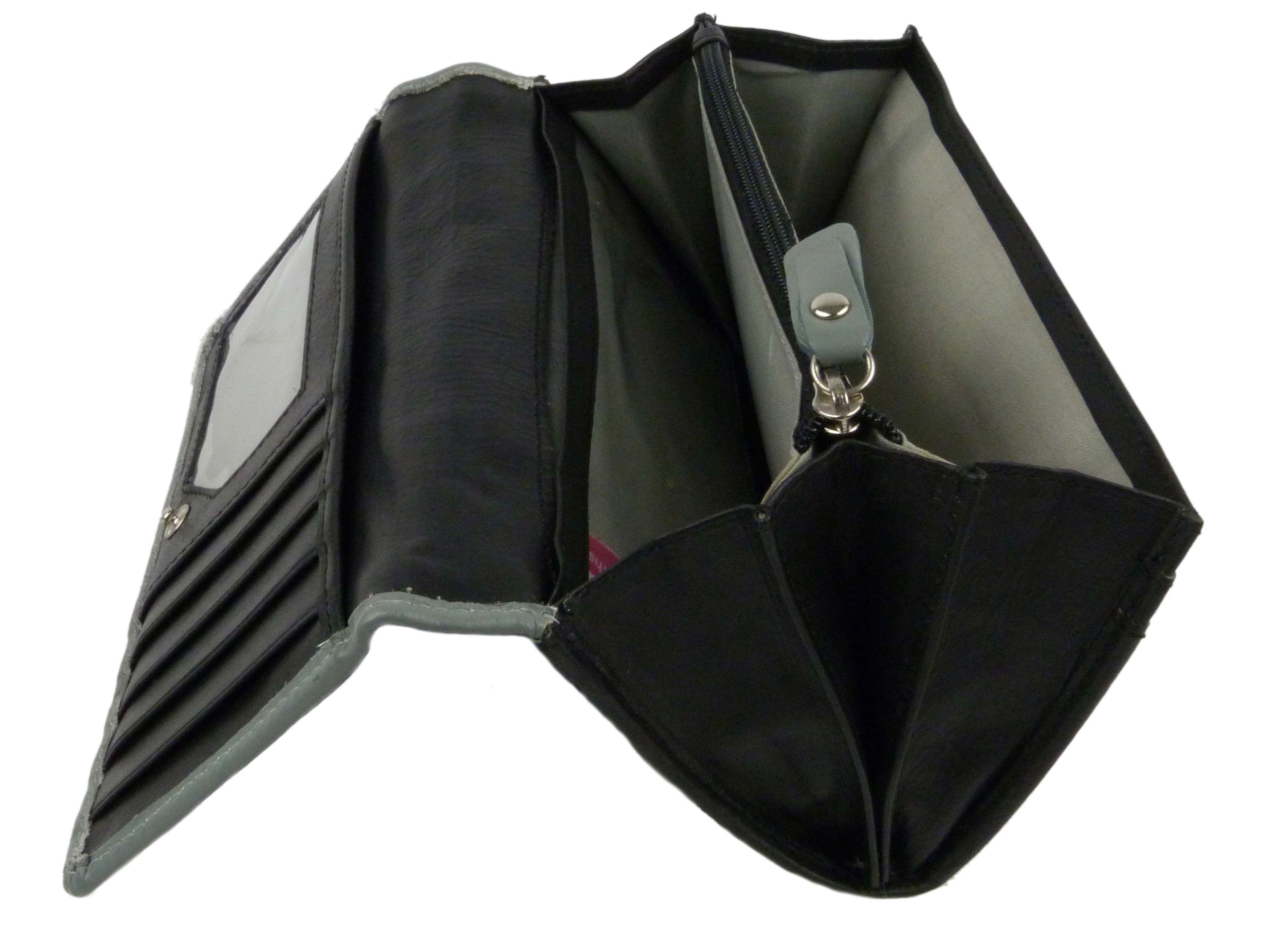 Ladies Large Flap Over Leather Purse/Wallet by Mala; Candy Collection ...