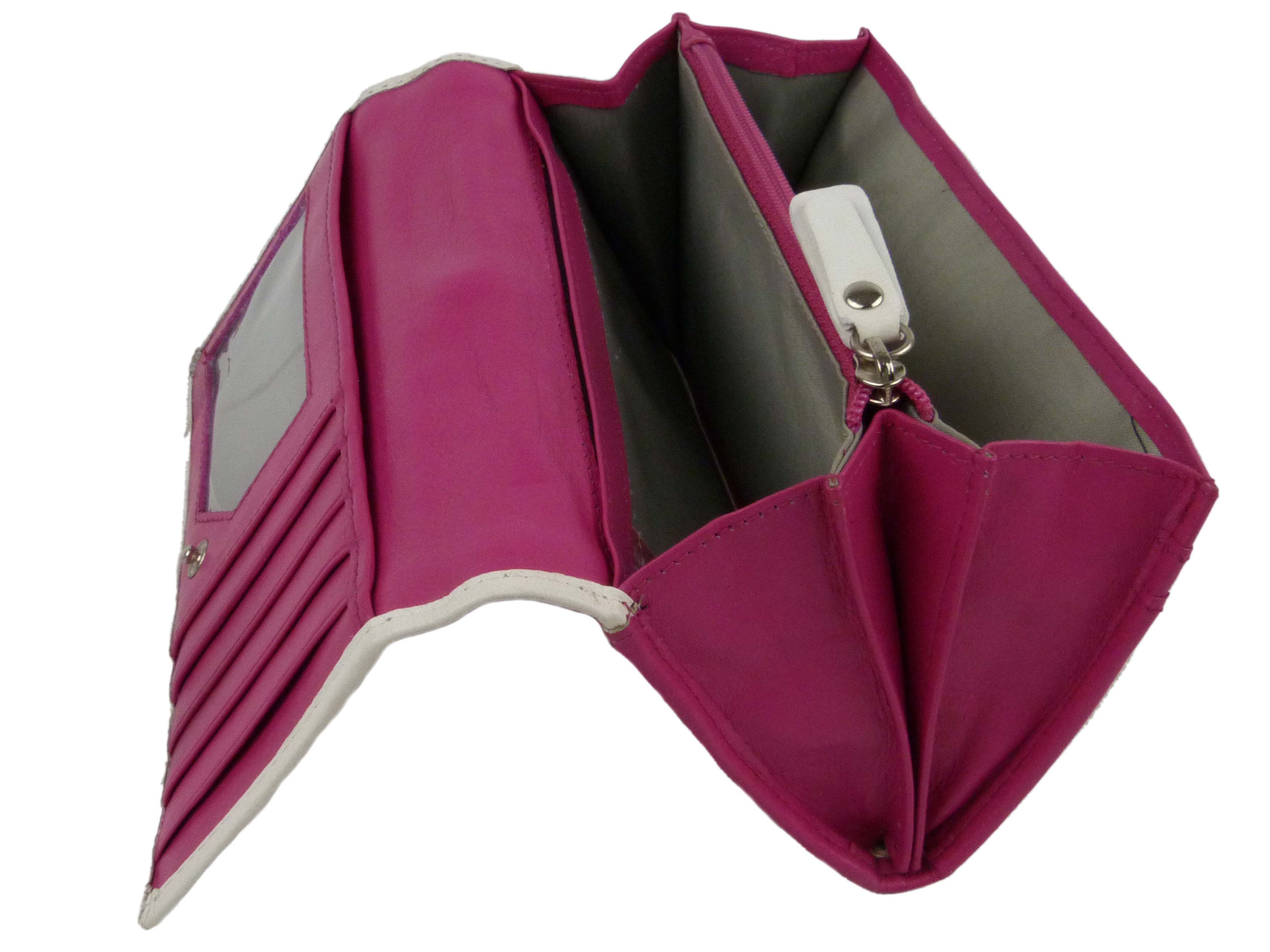 Ladies Large Flap Over Leather Purse/Wallet by Mala; Candy Collection ...