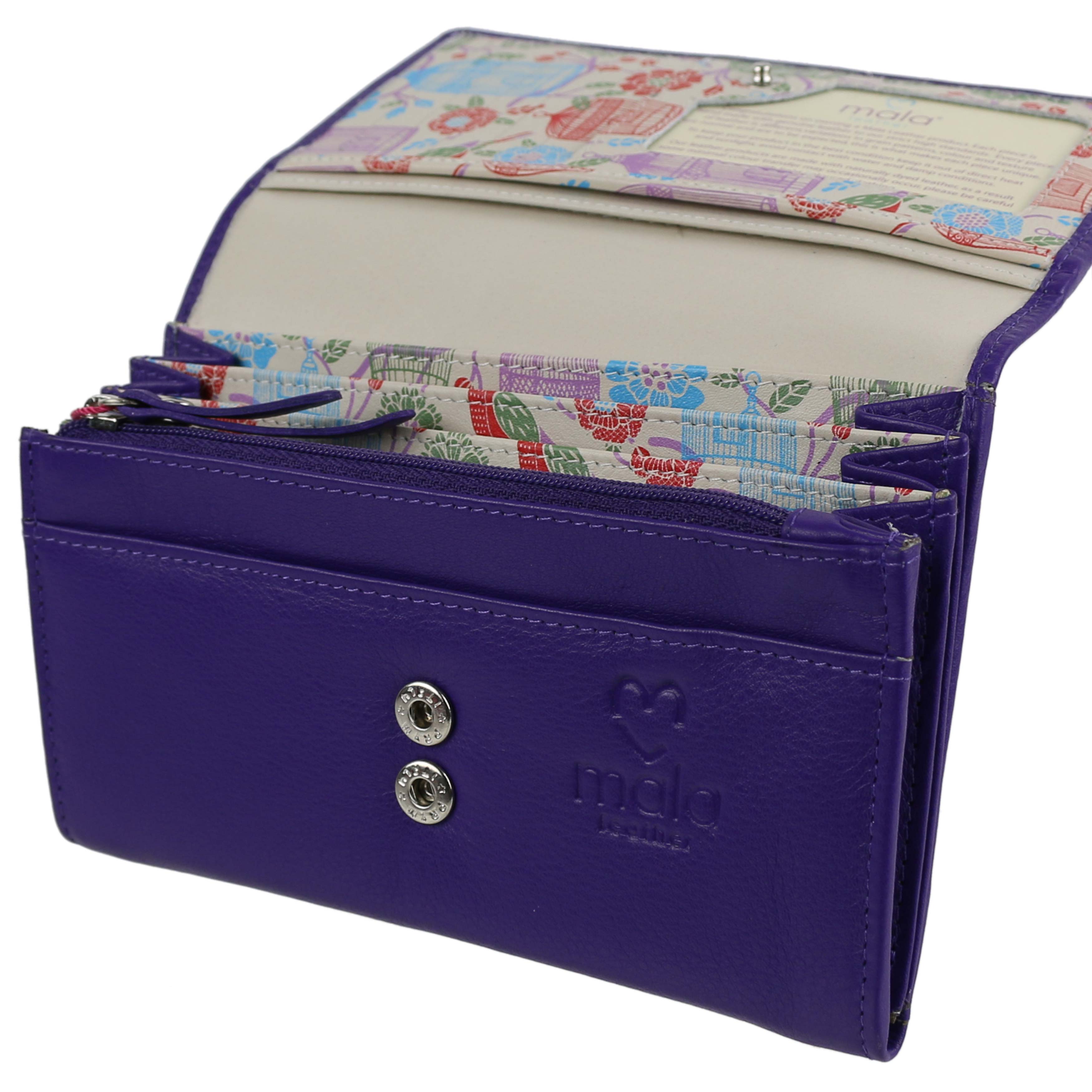 Ladies Leather Long Flap Over Purse/Wallet by Mala; Oriel Collection ...