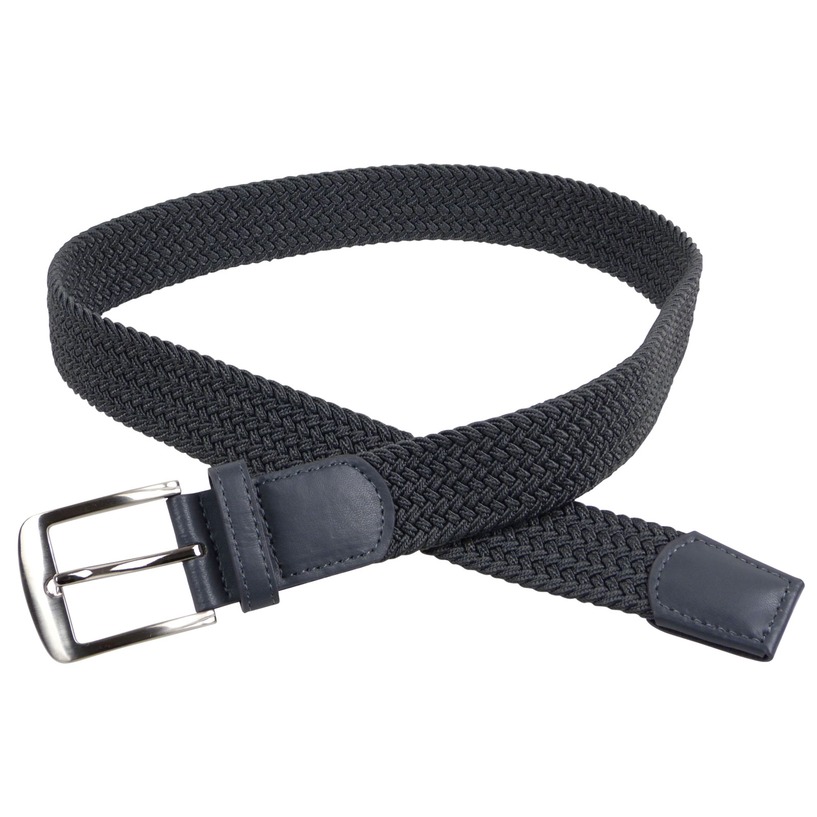 Milano Elasticated Stretchy 3cm Wide Woven Belt with Real Leather Trim ...