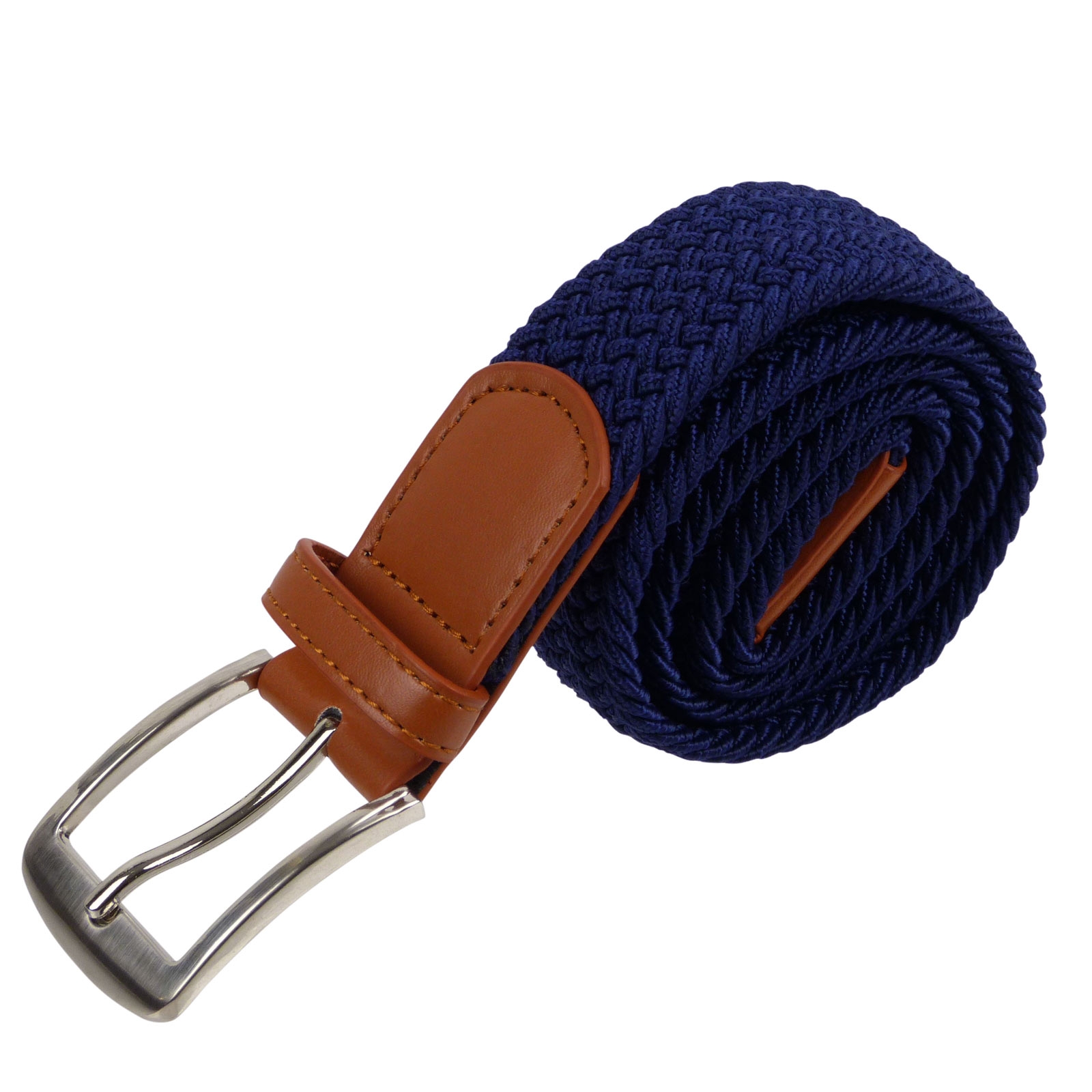 Milano Elasticated Stretchy 3cm Wide Woven Belt with Real Leather Trim ...
